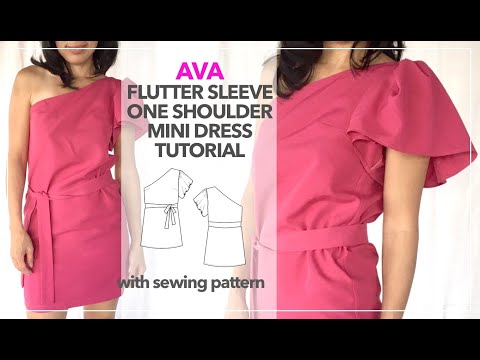 Ava Dress Tutorial | DIY Flutter Sleeve One Shoulder Mini Dress – Fashion Wanderer