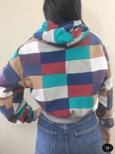 DIY Patchwork Cropped Hoodie Sweatshirt (With Free Sewing Pattern ...