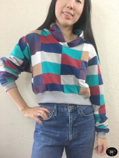 DIY Patchwork Cropped Hoodie Sweatshirt (With Free Sewing Pattern ...