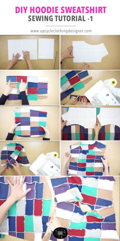 DIY Patchwork Cropped Hoodie Sweatshirt (With Free Sewing Pattern ...