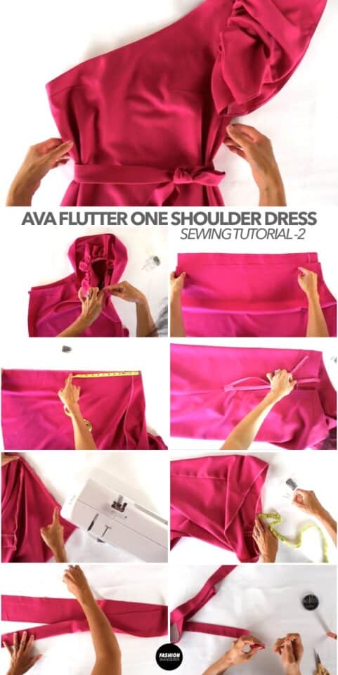Ava Dress Tutorial | DIY Flutter Sleeve One Shoulder Mini Dress – Fashion Wanderer
