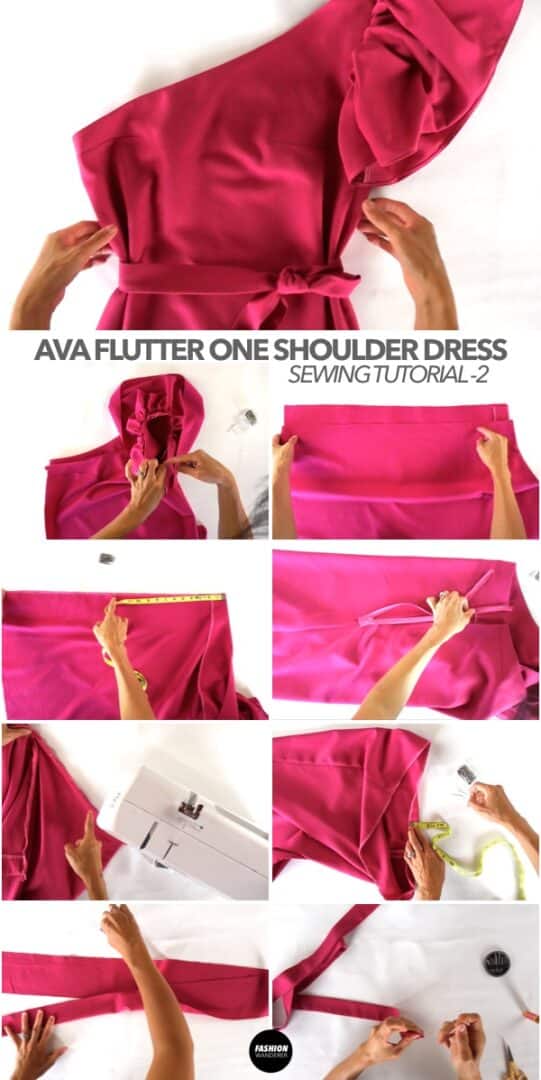 Ava Dress Tutorial | DIY Flutter Sleeve One Shoulder Mini Dress ...