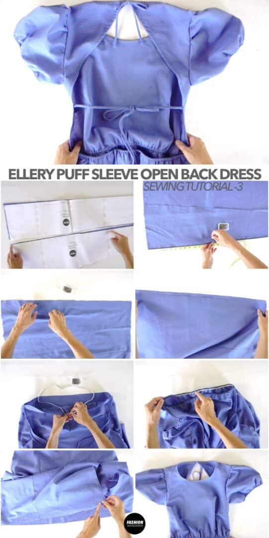 Ellery Dress Tutorial | DIY Puff Sleeve Open Back Midi Dress – Fashion Wanderer