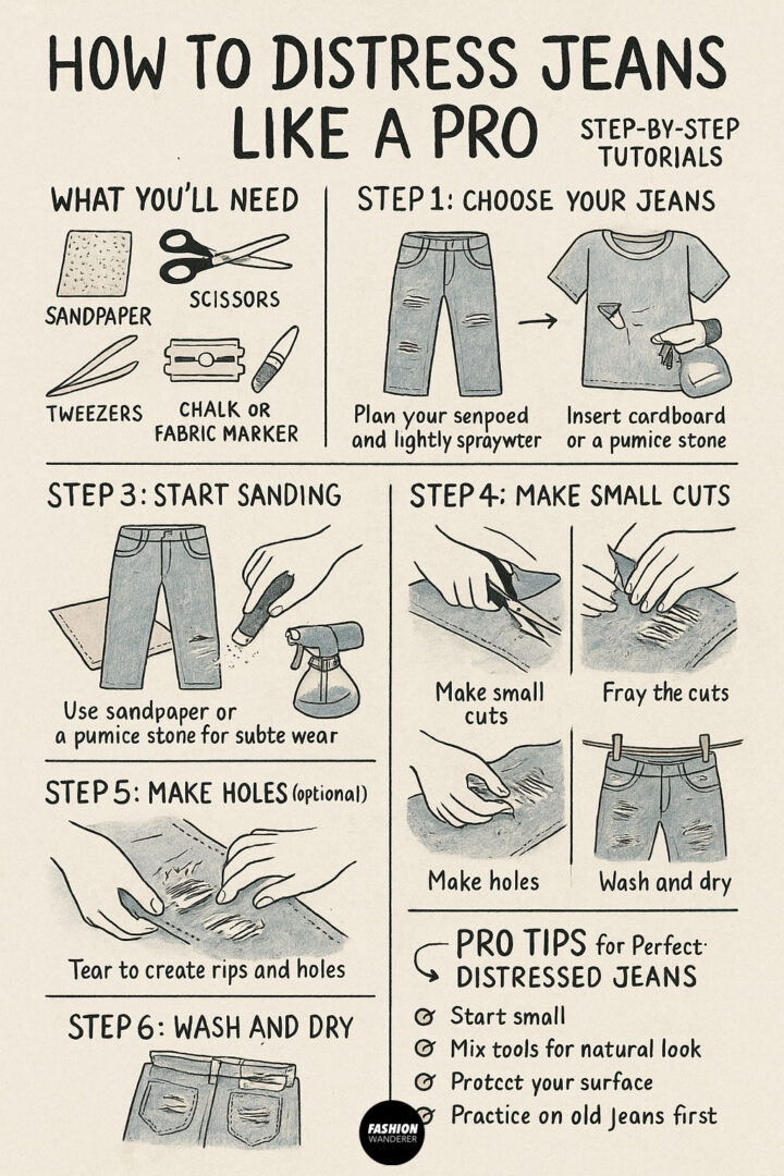 How to Distress Jeans Like a Pro: Step-by-Step Tutorials – Fashion Wanderer