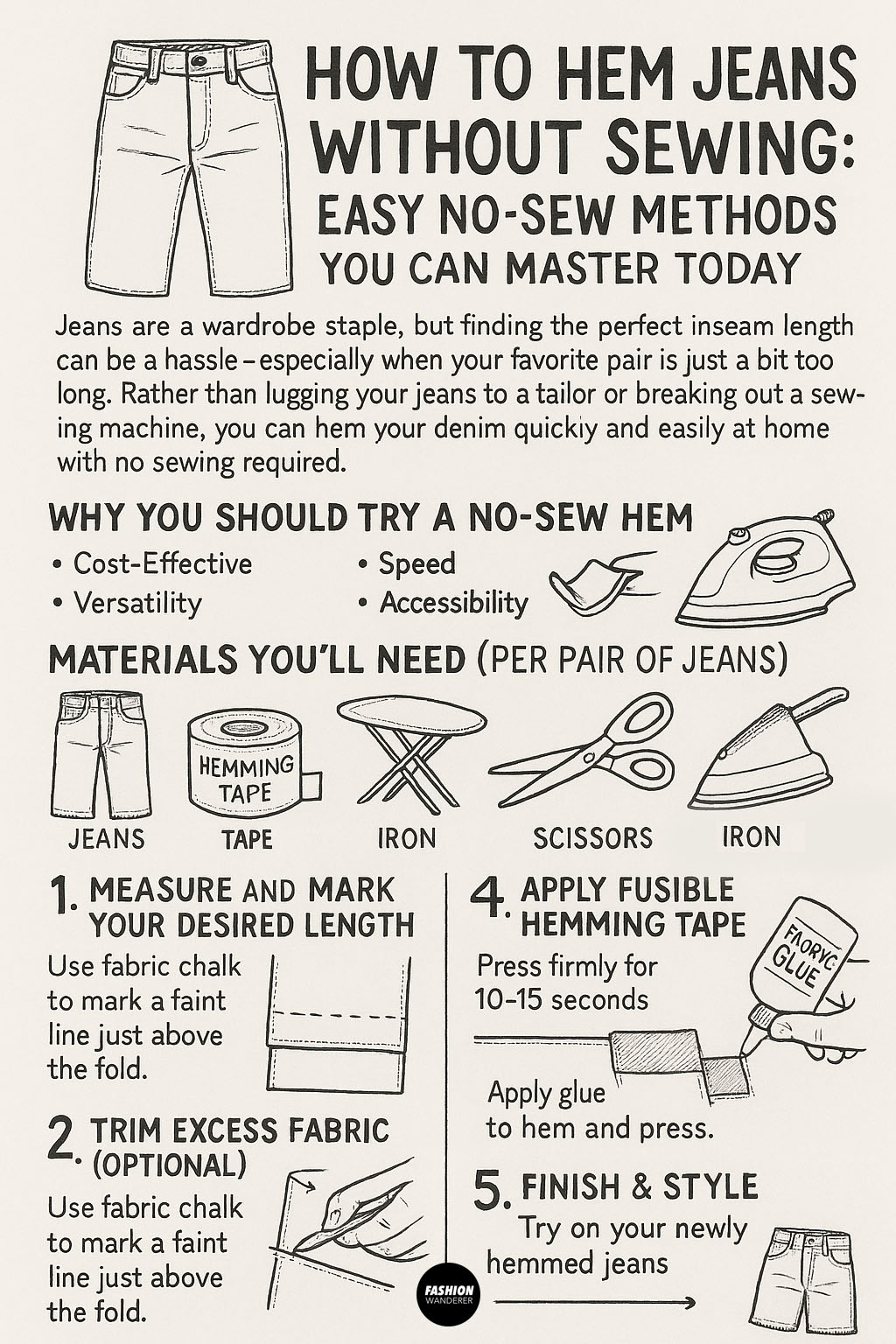 How to Hem Jeans Without Sewing: Easy No-Sew Methods You Can Master ...