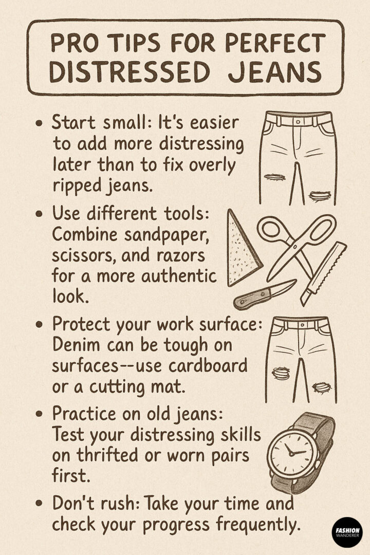 How to Distress Jeans Like a Pro: Step-by-Step Tutorials – Fashion Wanderer
