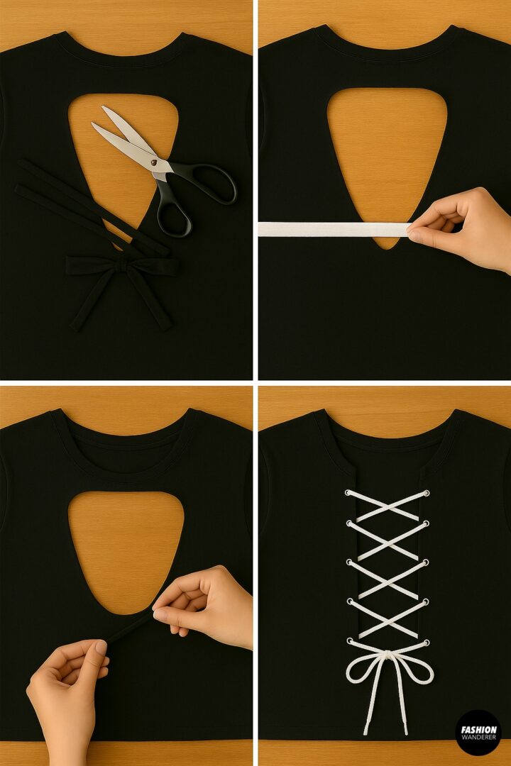How to Turn Graphic Tee Into Trendy Backless Top for School (Layered ...