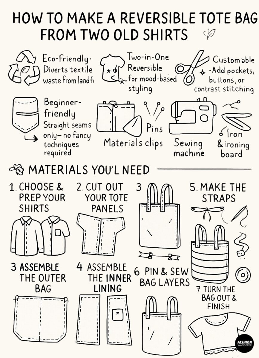 How to Make a Reversible Tote Bag from Two Old Shirts (Zero Waste DIY ...