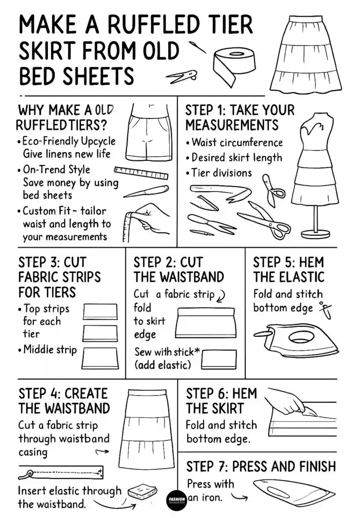 Make a Ruffled Tier Skirt from Old Bed Sheets – Step-by-Step Tutorial – Fashion Wanderer