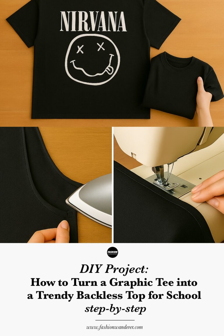 How to Turn Graphic Tee Into Trendy Backless Top for School (Layered ...