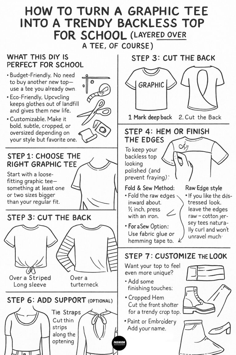 How to Turn Graphic Tee Into Trendy Backless Top for School (Layered ...