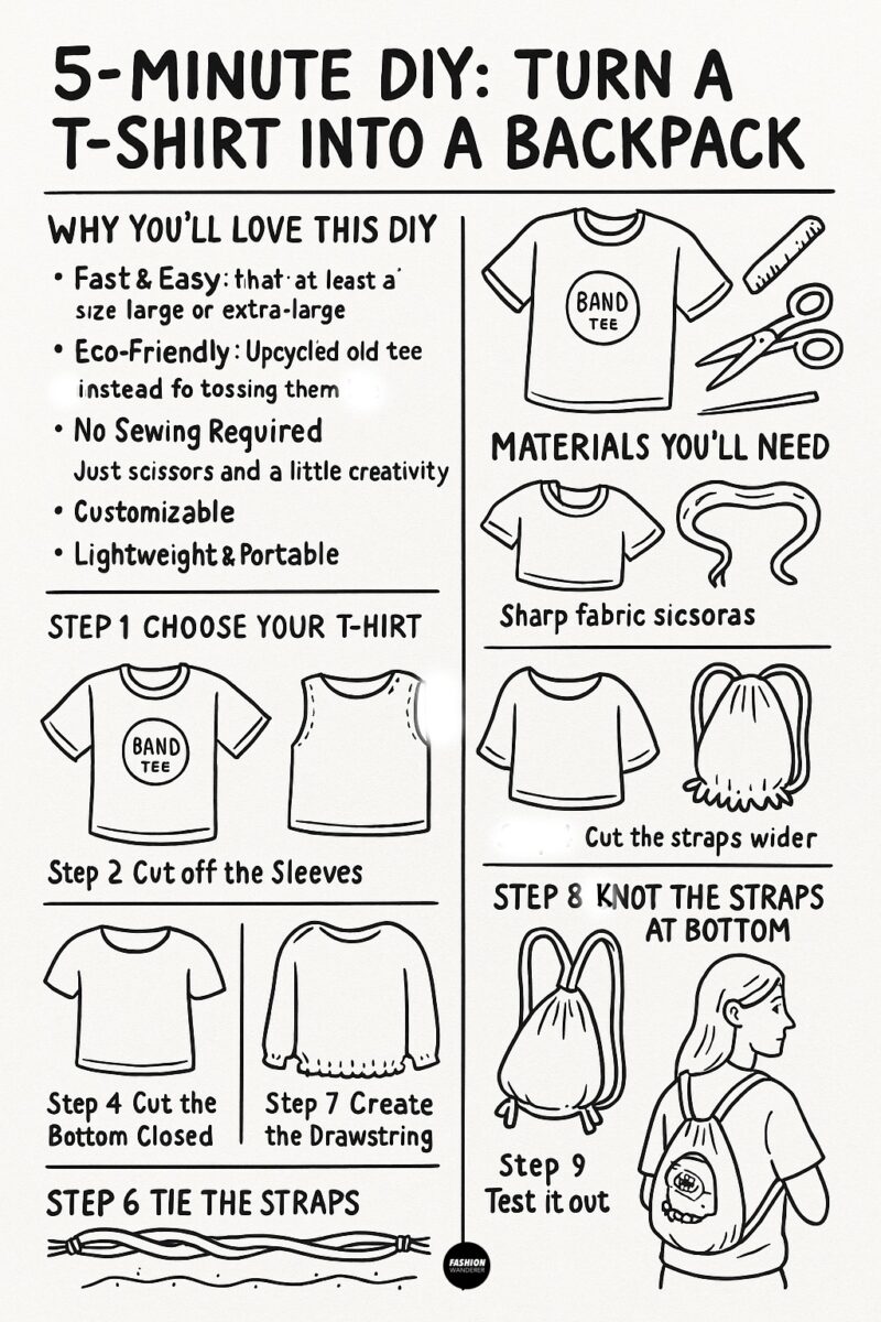 5-Minute DIY: Turn a T-Shirt Into a Backpack – Fashion Wanderer